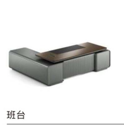 China SUNE Gunmetal Modern Executive Desk For Home Office L Shaped Private Office For 1 Person Fitted Storage Leather Inlay for sale
