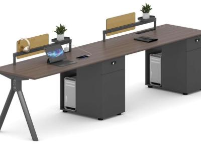 China Double Workstation with Upper Storage Shelves-Benches for sale