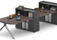 China Double Workstation with Walnut Top and Storage Pedestals-Benches for sale