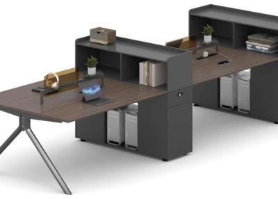 China Double Workstation with Walnut Top and Storage Pedestals-Benches for sale