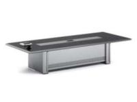 China QUVIE Office Furniture Meeting Table Scratch-Resistant Top Solid Wood Legs Steel Frame for sale