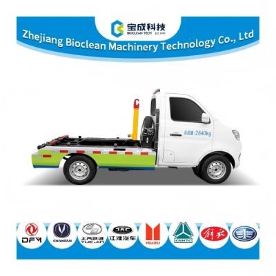 China Gasoline 92# Used Hooklift Dumpster Truck  4.1M3 1.5ton Hook Loader Garbage Truck for sale