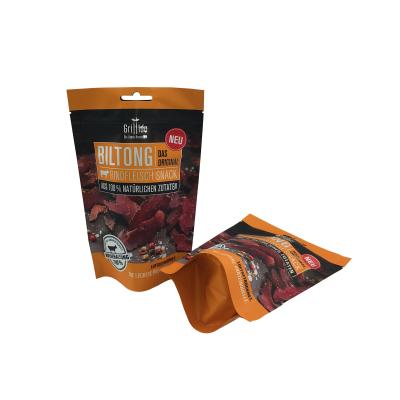 China Printed Logo Plastic Aluminum Foil Easy to tear Stand up Dried Beef Jerky Bag Food Packaging for sale