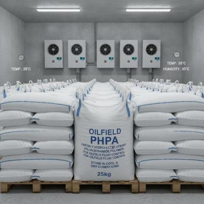 China Oilfield PHPA partially hydrolyzed polyacrylamide polymer for oilfield fluid control stored in cool and dry room maintaining product for sale