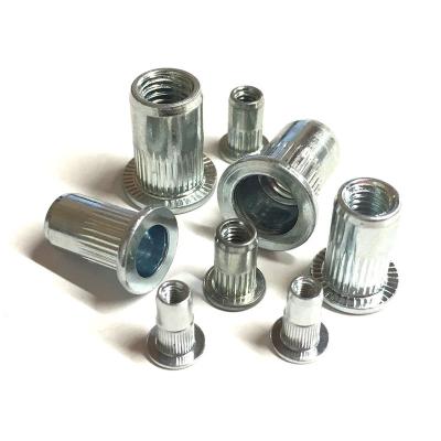 China Bright Zinc Plated M6 Blind Rivet Nut Corrosion Resistant Flat Head Threaded Insert for sale