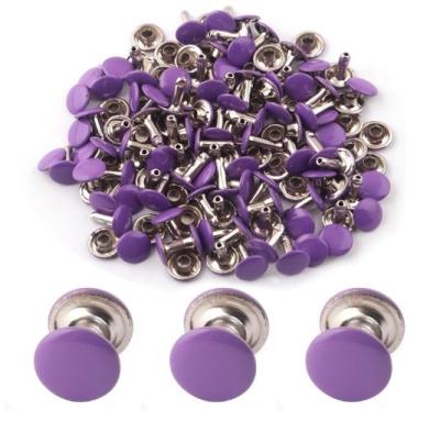 China Bright Finish 9mm Double Cap Purple Rivets for Leather Craft Stainless Steel Material for sale