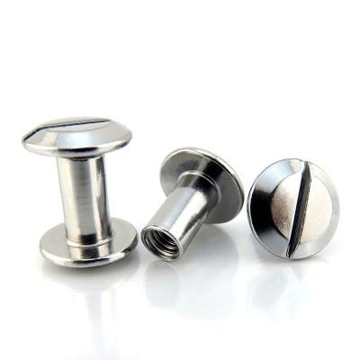 China Custom Slotted Silver Color Male Female Flat Head Chicago Screw for Belt Connection for sale