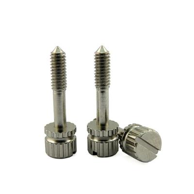 China Custom Length M3 Stainless Steel Slotted Knurled Head Captive Thumb Screw for sale
