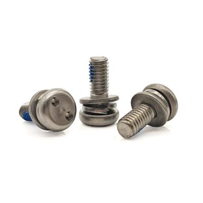 China Stainless Steel Snake-Eye Security Screw – Double Spring & Flat Washers with Anti-Tamper Drive for sale