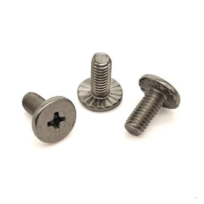 China A2-70 Stainless Steel Large Flat Head Phillips Screw – Serrated Undercut & Anti-Slip Teeth for sale