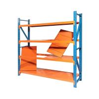 China 4-Tier Powder Coated Metal Storage Shelves Rack Adjustable Shelving Systems With Leveling Feet for sale