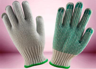 China Bleached White Cotton Polyester PVC Dots Working Gloves 7 Gauge 8-10 Inch for sale