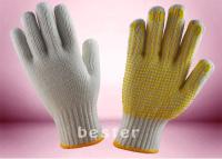 China Wear Resistant Knitted Cotton Gloves with PVC Dots 7 Gauge 600g per Dozen for sale