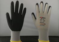 China Low DMF Nitrile Grip Gloves , Nitrile Foam Coated Gloves High Elastic Nylon Liner for sale