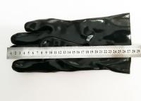 China Abrasion Resistant Heavy Duty PVC Gauntlet Gloves 27cm Black Smooth Finish Open Cuff for sale