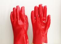 China Long Sleeve PVC Coated Gloves Fully Dipping Silk Screen Logo Printing for sale