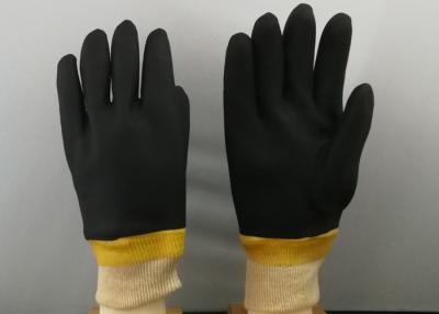 China PVC Coated Gloves Composite Sponge Flannelette Knit Wrist Cuff 26cm Length Oil Acid Resistant for sale