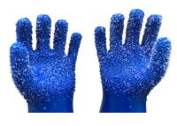 China PVC Dotted Gloves Gauntlet Interlock Liner 27cm 60cm Anti-Slip Blue for sale