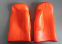 China 3 Layers Liner Full PVC Coated Orange Fluorescent Mitten 26cm Waterproof Work Gloves for sale