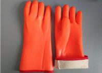 China Fluorescent Double Dipped PVC Gloves 35cm Foam Insulated Liner Rough Sandy Grip for sale
