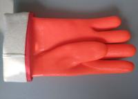 China Fluorescent Double Dipped PVC Gloves 35cm Foam Insulated Liner Rough Sandy Grip for sale