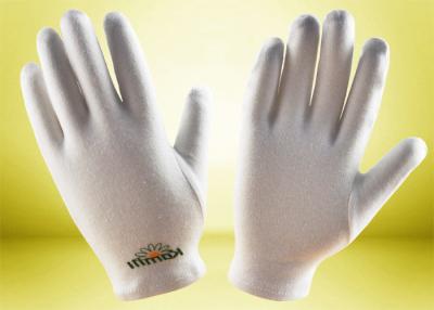 China 100% Cotton Beauty Skin Moisturizing Gloves 23cm Large Bleached White Overnight Hand Care for sale