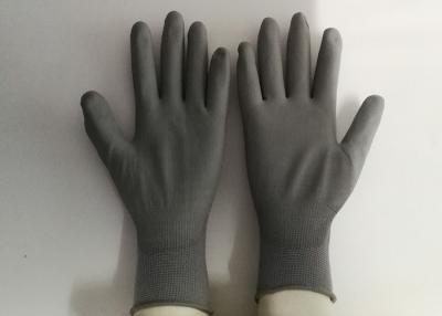 China Grey Polyester PU Palm Coated Gloves 13g Anti Static Work Gloves Size 6-10 for sale