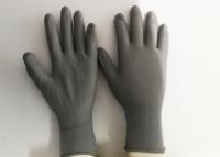 China Grey Polyester PU Palm Coated Gloves 13g Anti Static Work Gloves Size 6-10 for sale