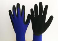 China 13 Gauge Nylon Black Foam Latex Coated Work Gloves Seamless Knit Construction for sale