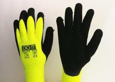 China Fluorescent Yellow Latex Palm Coated Gloves 10 Gauge Acrylic Knit Wrist Work Gloves for sale