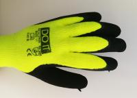 China Fluorescent Yellow Latex Palm Coated Gloves 10 Gauge Acrylic Knit Wrist Work Gloves for sale