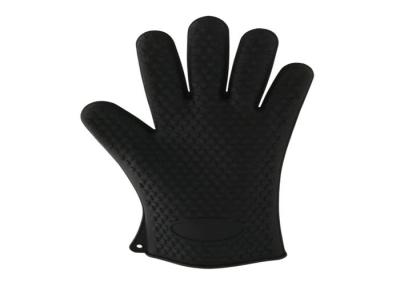 China Food Grade Black Silicone Oven Gloves Heat Resistant 250C Work Gloves for BBQ Baking for sale