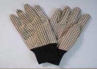 China Grey Knit Wrist PVC Dots Printed Cotton Drill Working Gloves 10.5 Inch Safety Cuff for sale