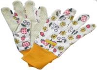 China Drill PVC Dots Printed Cotton Polyester Women Gardening Gloves Size 9.5 for sale