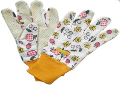 China Drill PVC Dots Printed Cotton Polyester Women Gardening Gloves Size 9.5 for sale