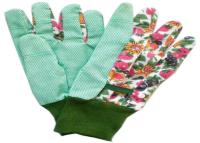 China Gardening Working Cotton Drill Gloves Beautiful Patterns With Knit Wrist for sale