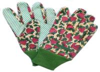 China Green Knit Wrist PVC Dot Grip Garden Gloves Cotton Canvas 23-27cm Length 6-12oz Weight for sale