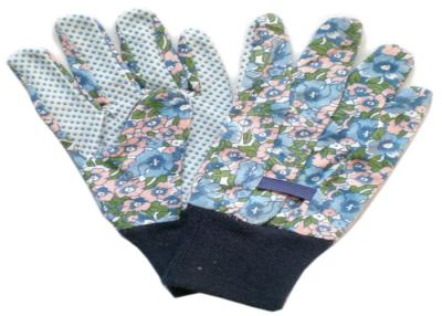 China PVC Dot Grip Garden Gloves 23-27cm Length Good Puncture Resistance Cotton Canvas for sale