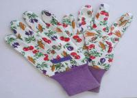 China Cotton Canvas Gardening Gloves 23-27cm with Colourful Knit Wrist and Elastic Line for sale