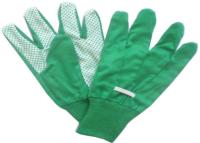 China Cotton Polyester Garden Work Gloves 10.5 Inch with PVC Dots Knit Wrist Anti Slip for sale