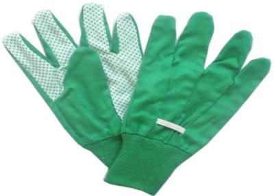 China Cotton Polyester Garden Work Gloves 10.5 Inch with PVC Dots Knit Wrist Anti Slip for sale
