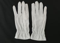 China White Color Stripes Anti Static Gloves 100% Polyester Material For Repairing for sale