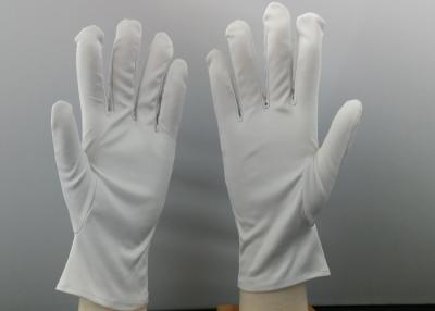 China Anti Dust Jewelry Handling Gloves Microfiber Silk Screen Printed 170gsm 8x23cm for sale