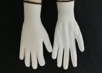 China White Nylon Liner PU Coated Gloves Breathable Knitting Back Abrasion Resistant for sale