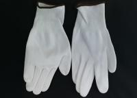China White Nylon Liner PU Coated Gloves Breathable Knitting Back Abrasion Resistant for sale