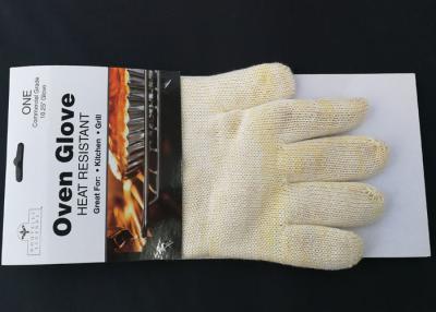China Aramid Heat Resistant Gloves 932F 26cm EN407 Certified BBQ Oven Gloves Non-Slip Silicone Coated for sale