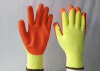 China 10 Gauge Latex Coated Gloves Yellow Cotton / Polyester Knitted For Construction for sale
