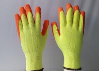 China 10 Gauge Latex Coated Gloves Yellow Cotton / Polyester Knitted For Construction for sale