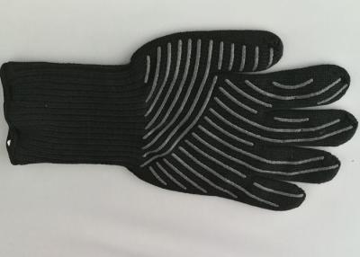China Silicone Heat Resistant Gloves 500℃ Non Slip Aramid Fiber BBQ Cooking Gloves 30cm for sale