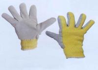 China Cow Split Leather Cut Resistant Gloves 7 Gauge Aramid Knitted Fully Protective for sale
